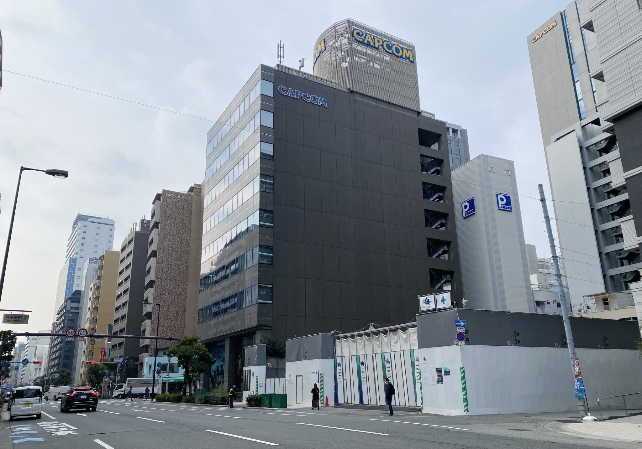 松屋町筋沿いにカプコンの新研究開発ビル？（仮称）CAPCOM本社北隣地オフィス新築工事 25年1月の様子 - 大阪の近未来（大阪 関西の再開発巡り）